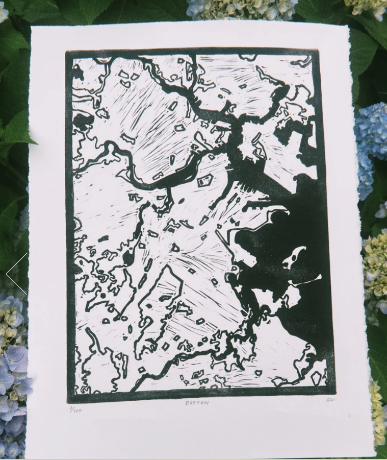 Print: Boston Map Wood Cut – ICA Retail Store